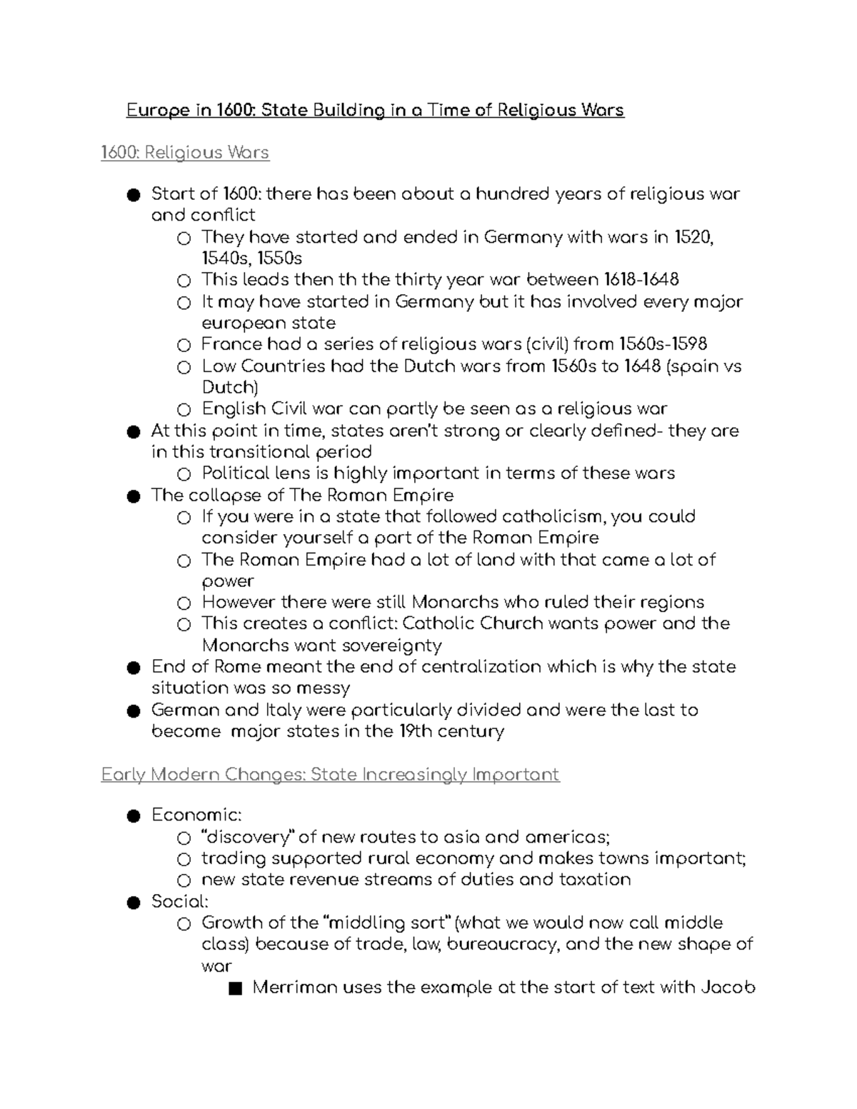 HIST121 Religious wars in Europe - Europe in 1600: State Building in a ...