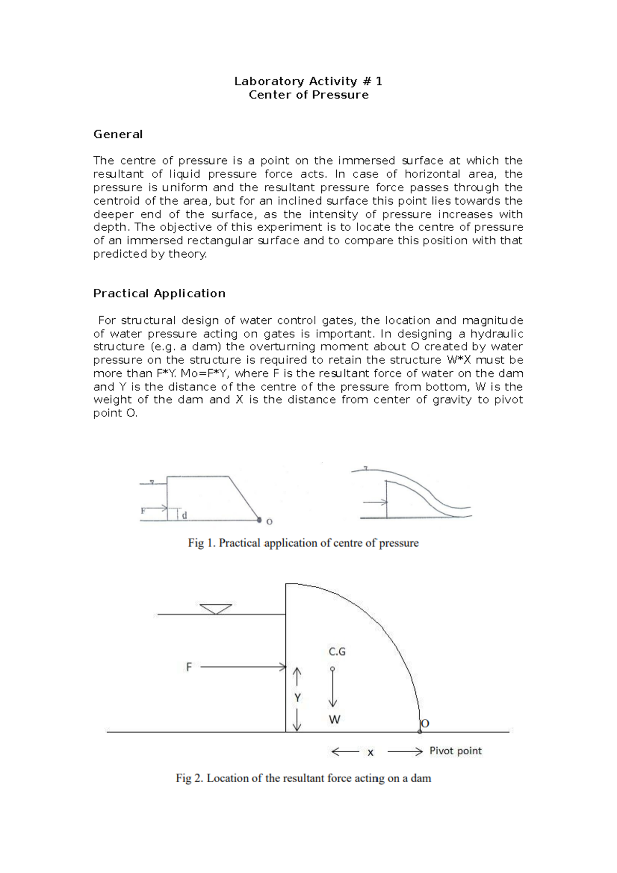 Laboratory-Activity-1 - Laboratory Activity # 1 Center of Pressure ...