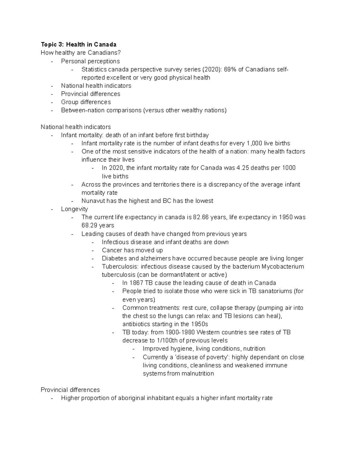 HLST 110 Topic 3 - Prof. Jan Gelech - Topic 3: Health in Canada How ...