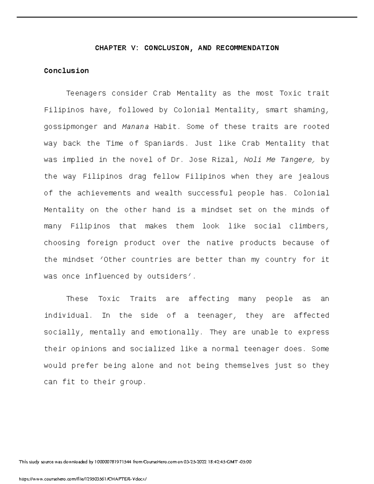 Chapter V: RESEARCH JPLHS - Principles of Chemistry - Xavier - Studocu