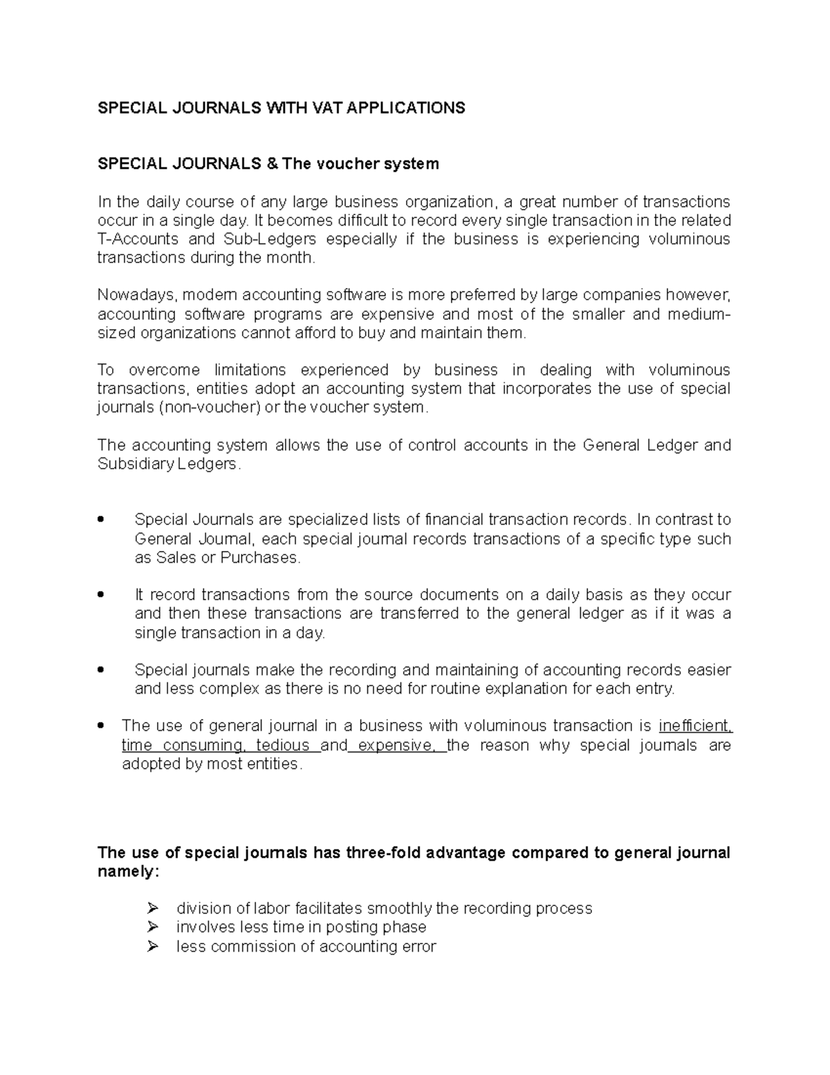 Special Journals WITH VAT Applications - SPECIAL JOURNALS WITH VAT ...