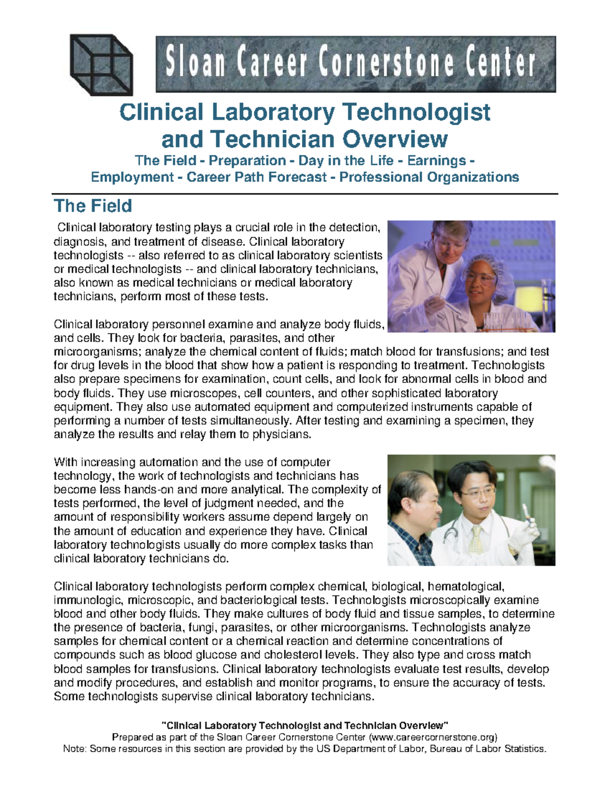 Preparation Clinical Laboratory Technologist and Technician Overview ...