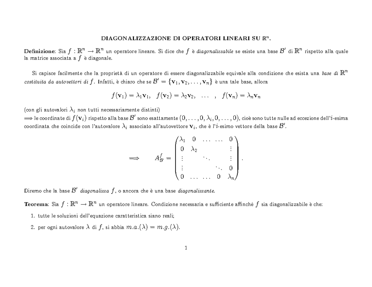 Slide-26 - geometria - DIAGONALIZZAZIONE DI OPERATORI LINEARI SUR n ...