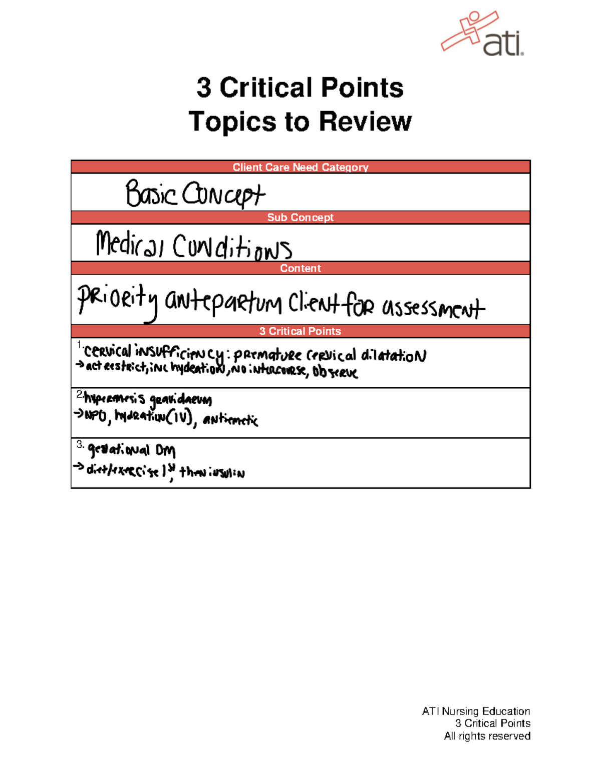 Proctored OB remediation - ATI Nursing Education 3 Critical Points ...