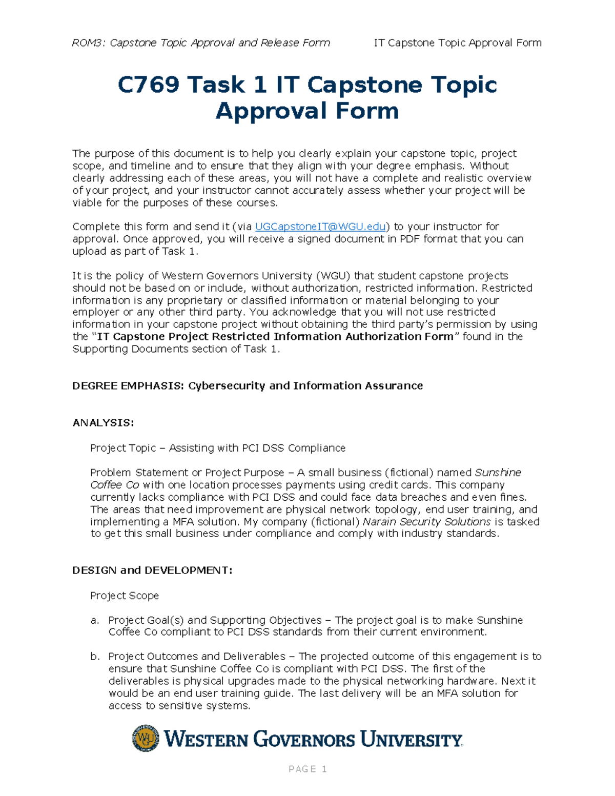 IT Capstone Topic Approval Form - Without clearly addressing each of ...