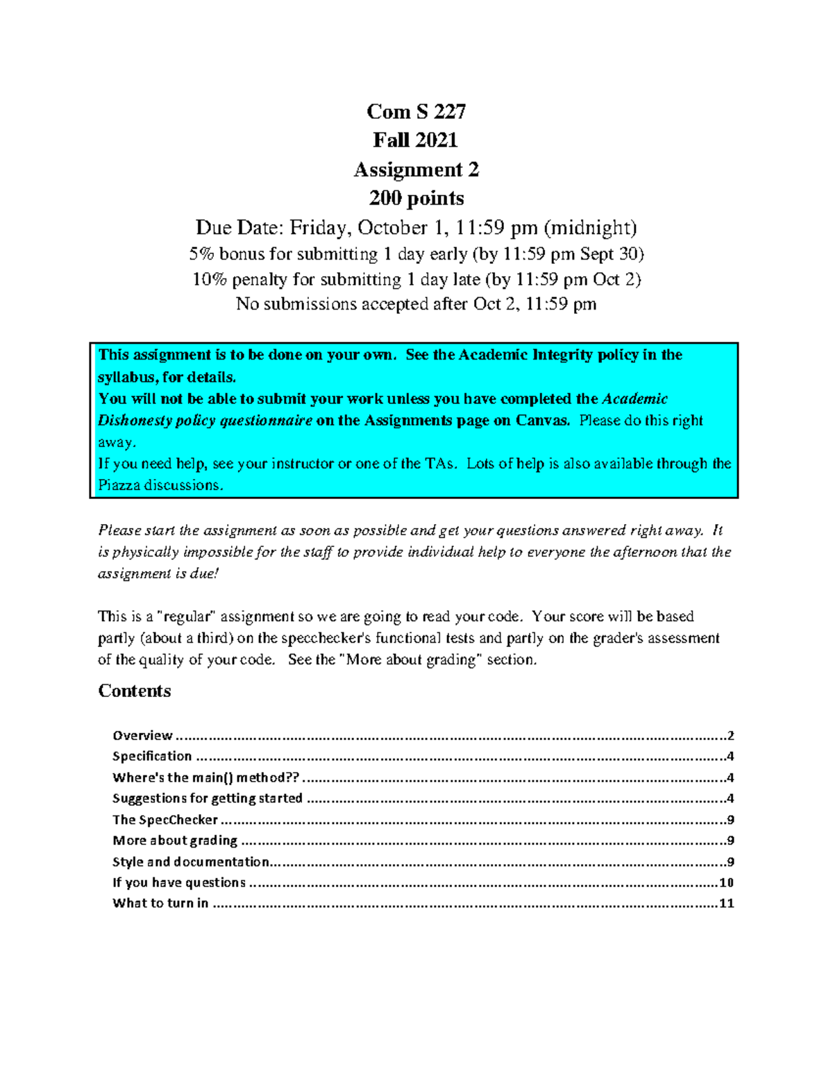 Hw2 - Assignment 2 - Com S 227 Fall 2021 Assignment 2 200 points Due ...