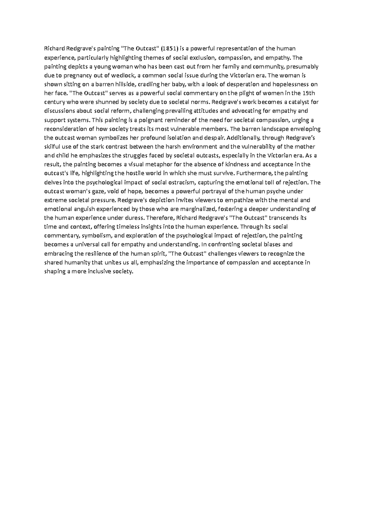 The Outcast paragraph - bnmsxdfcvgbhnjmk - Richard Redgrave's painting ...