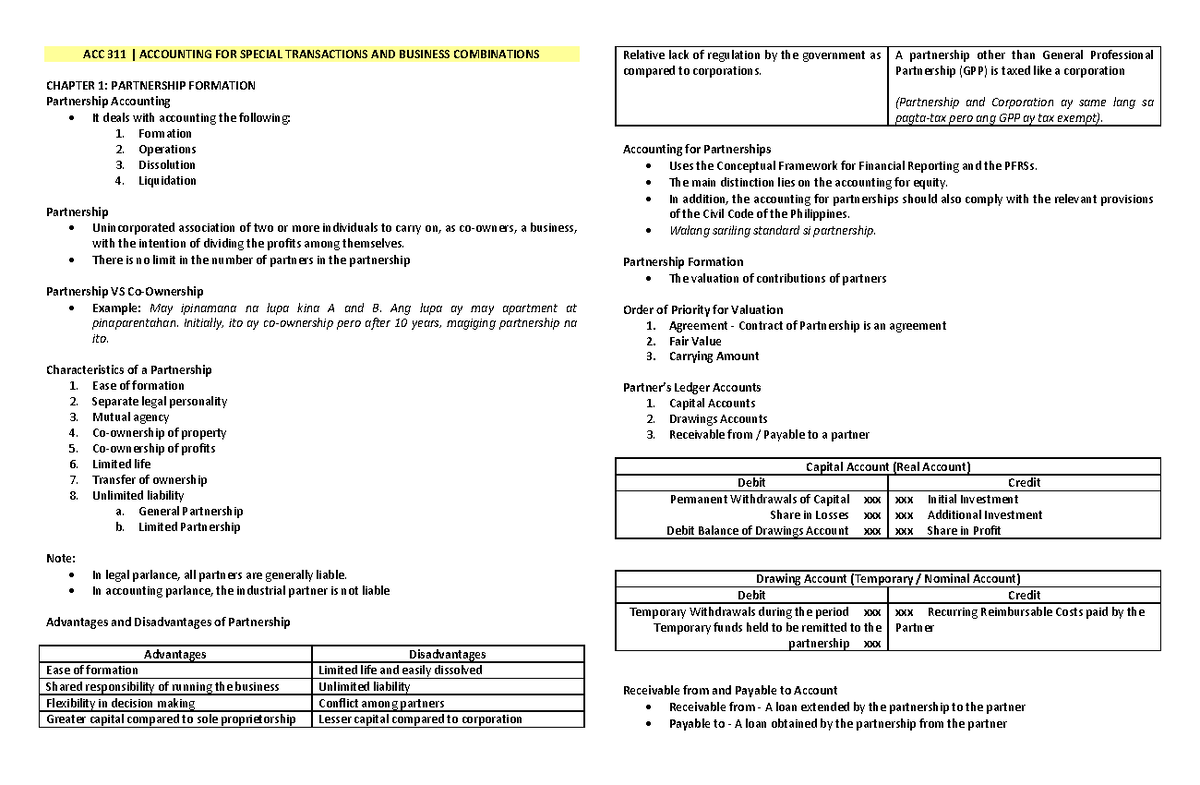 ACC 311 - Accounting for Special Transactions and Business Combinations ...