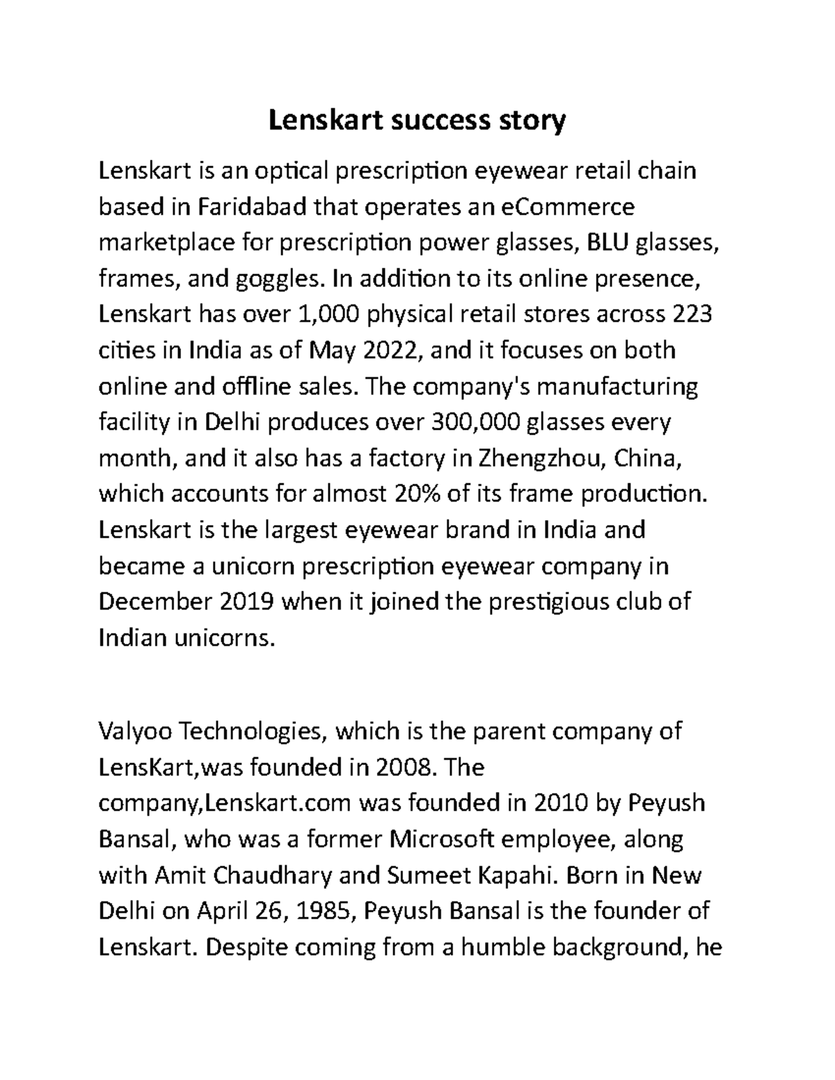 Lenskart by Abhishek kumar - Lenskart success story Lenskart is an ...