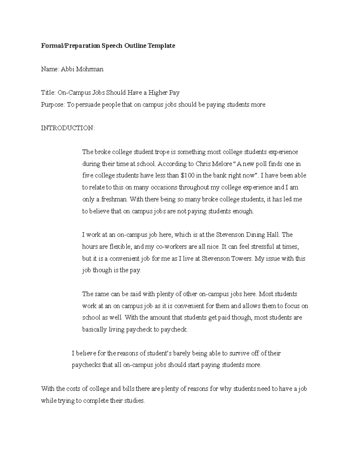 Fall 2022 Annotated Prep Outline Template - Formal/Preparation Speech ...