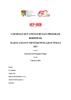 Contoh Webinar 2 - practice - LMCR1412 SET 3 PENGURUSAN PROGRAM BERIMPAK Nama Program/Webinar ...