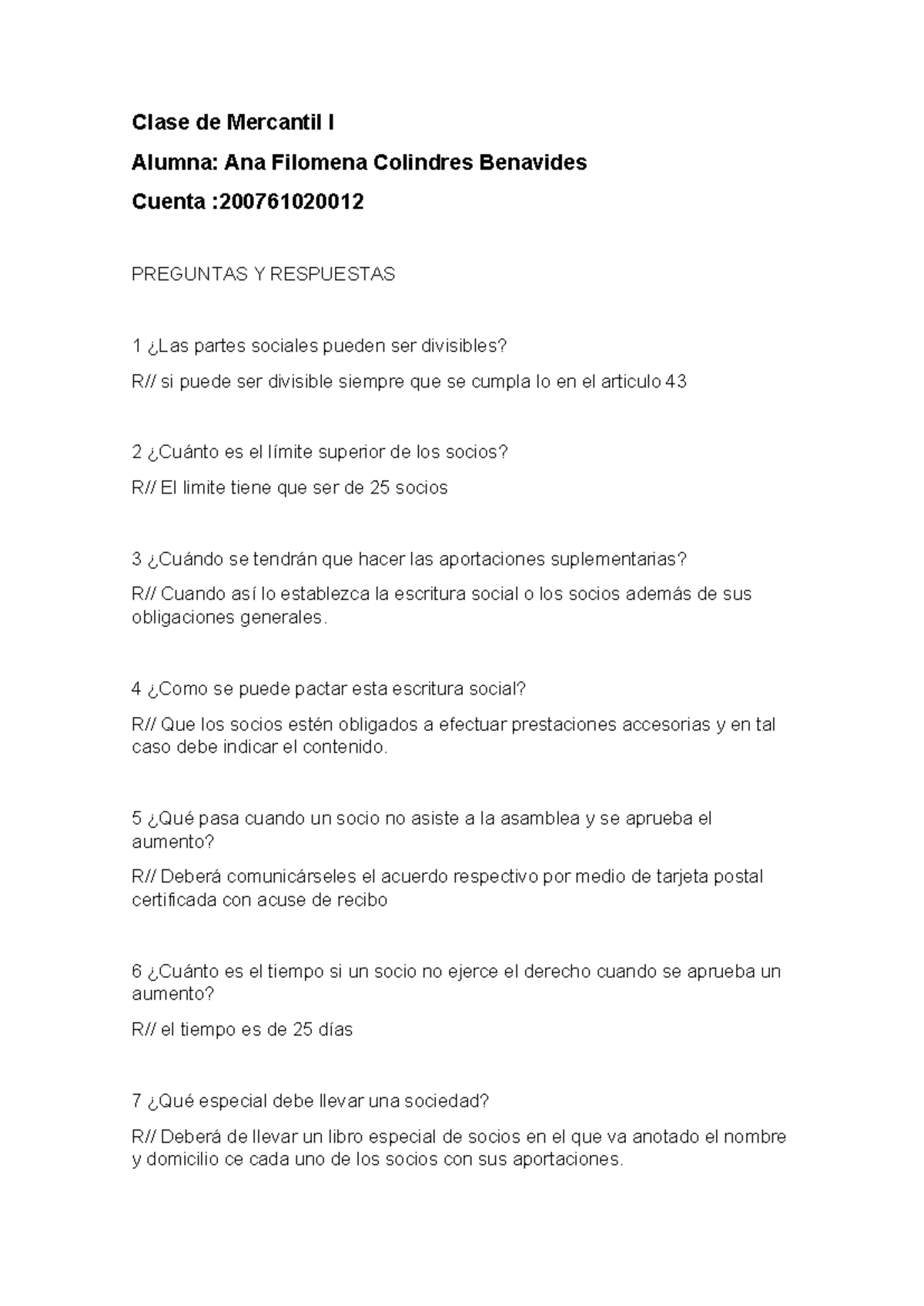 Mercantil 1 - ninguna - Clase de Mercantil I Alumna: Ana Filomena ...