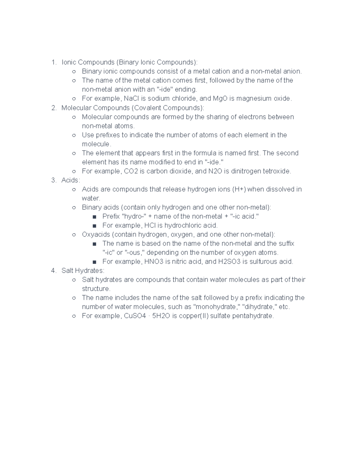 Summary - Nomenclature - Ionic Compounds (Binary Ionic Compounds ...