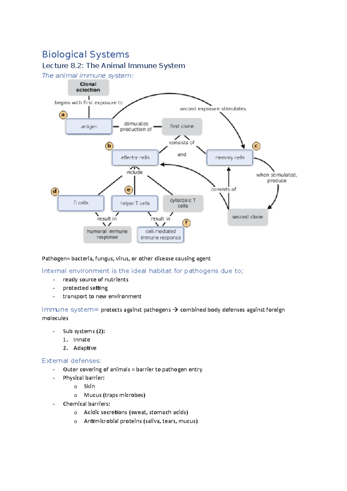 Biological systems Module 8.2 - Biological Systems Lecture 8: The ...
