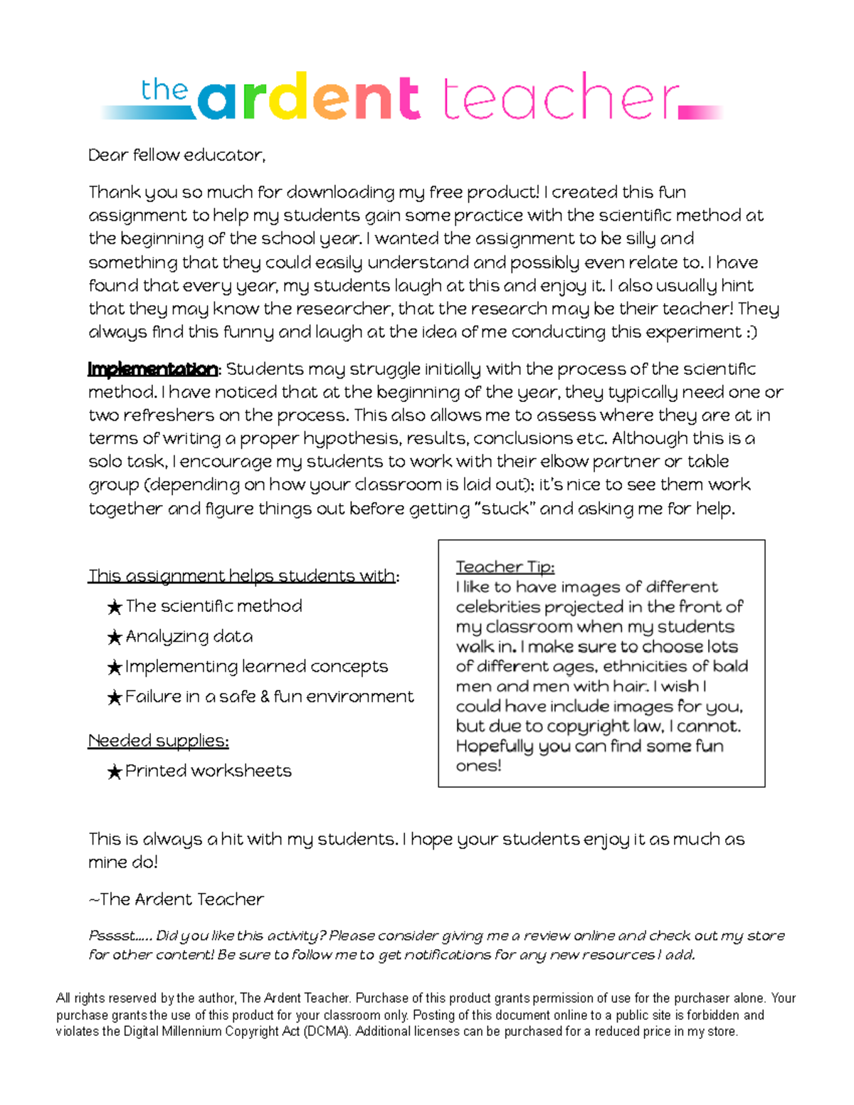 Thebaldexperimentpracticingthescientificmethod-1 - Dear fellow educator ...