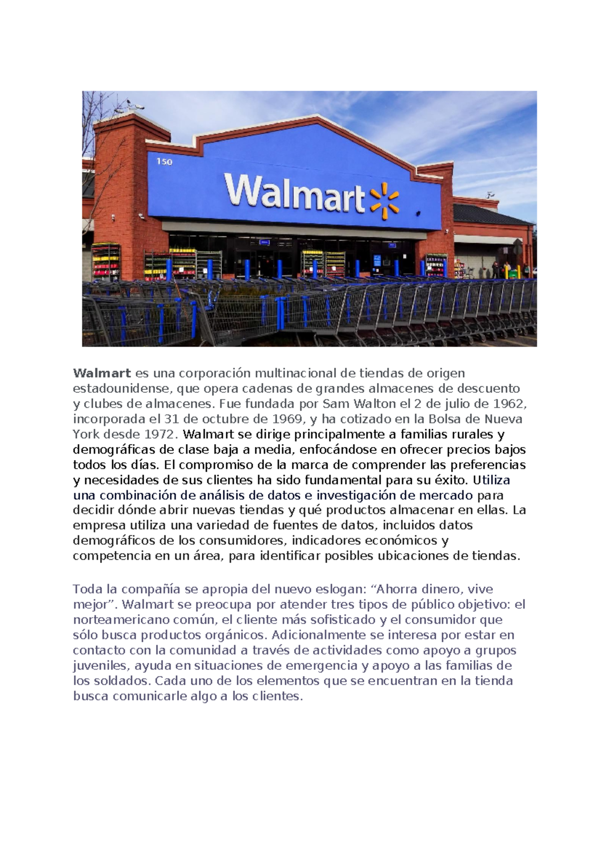 Walmart - Fue fundada por Sam Walton el 2 de julio de 1962, incorporada ...