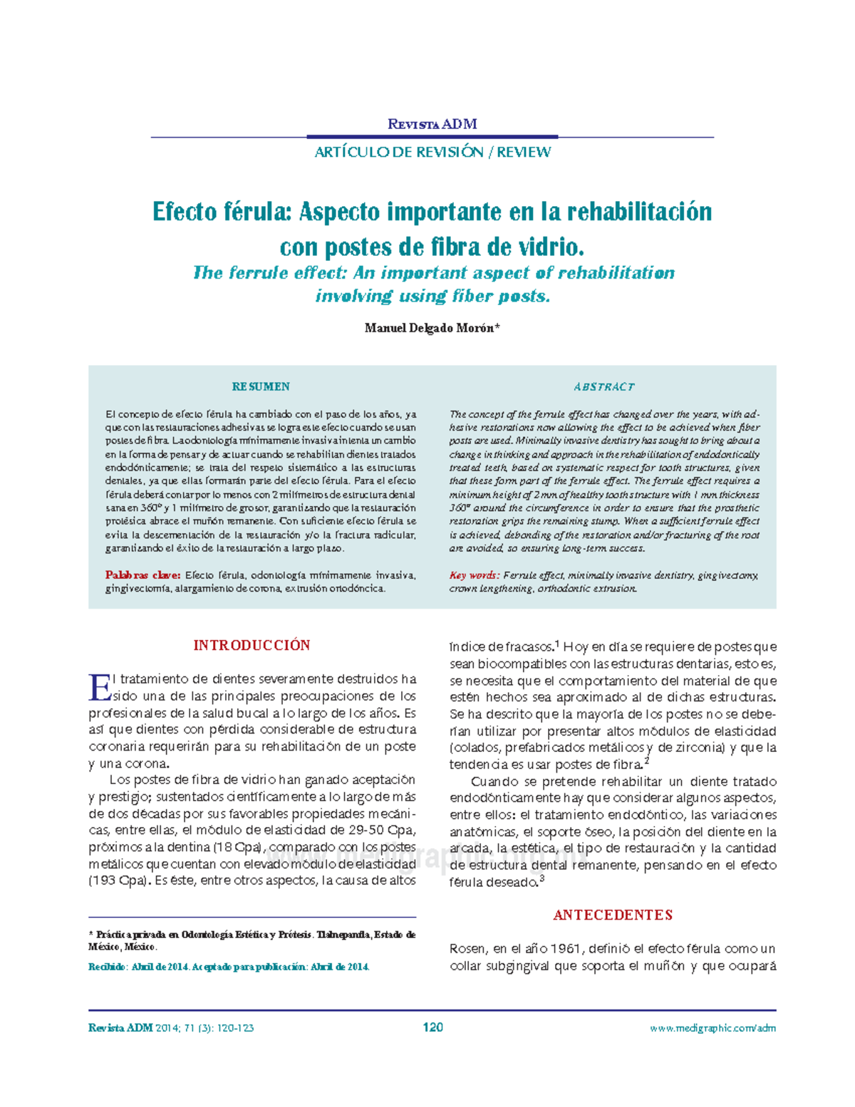 Efecto Ferula - medigraphic.org Rൾඏංඌඍൺ ADM ARTÍCULO DE REVISIÓN ...