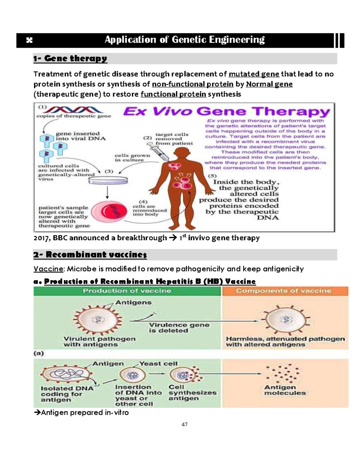 Application of genetic engineering - Production of Recombinant ...