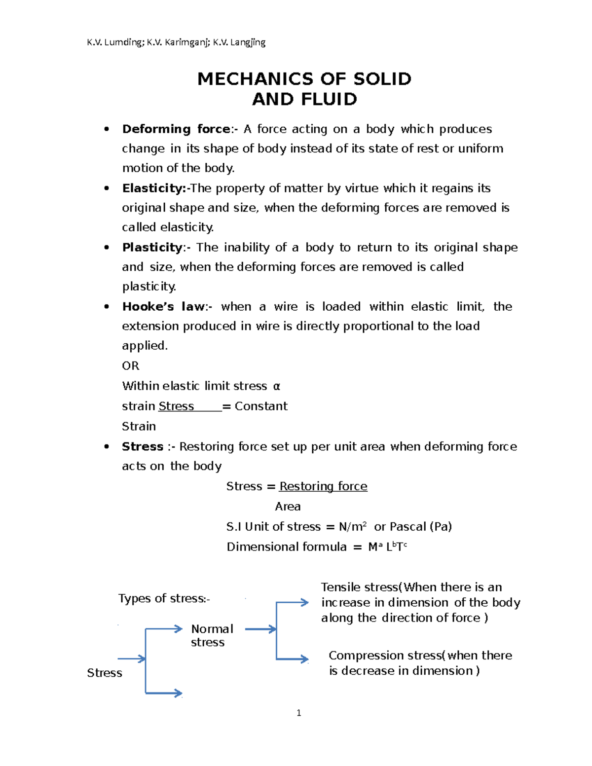 11 physics notes 07 properties of bulk matter - MECHANICS OF SOLID AND ...