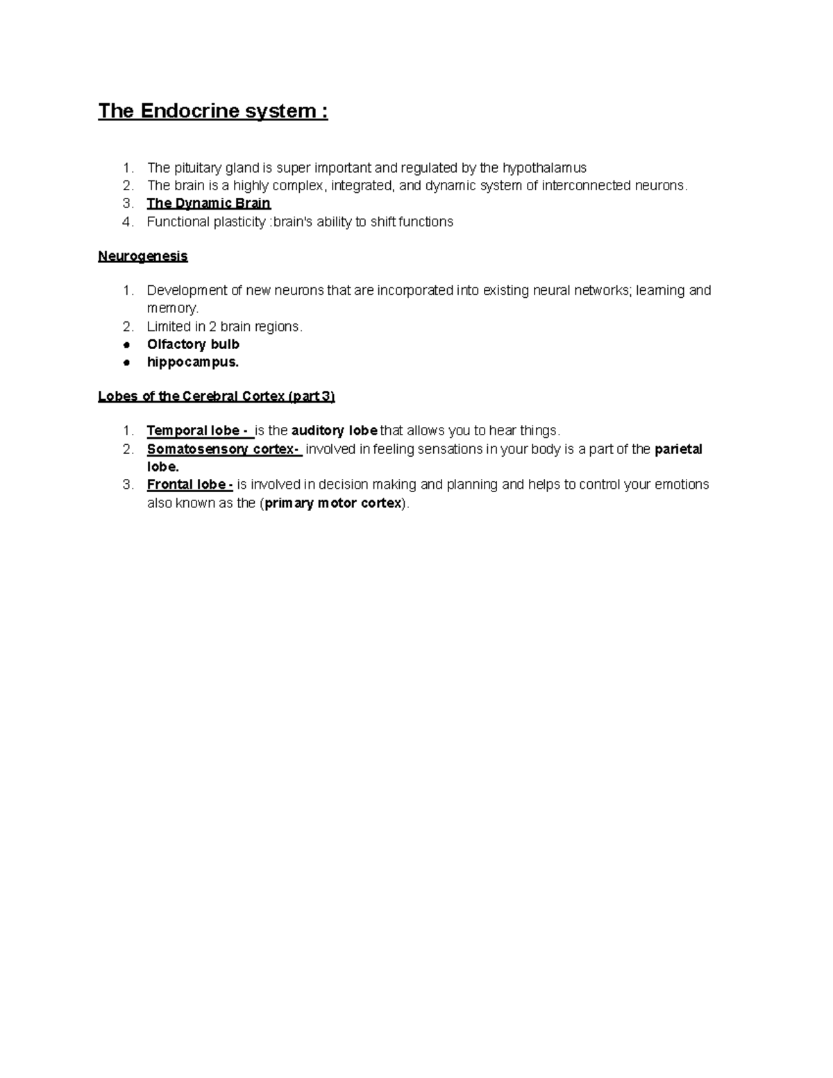 General psychology notes - The Endocrine system : The pituitary gland ...