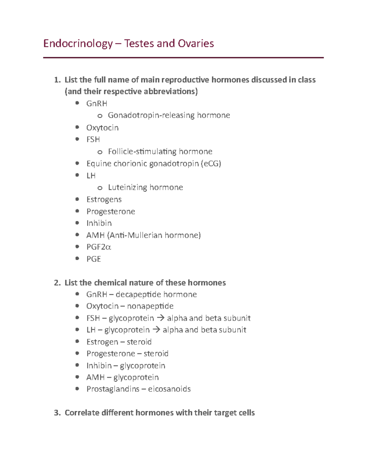 Endocrinology - Testes and Ovaries - Endocrinology – Testes and Ovaries ...