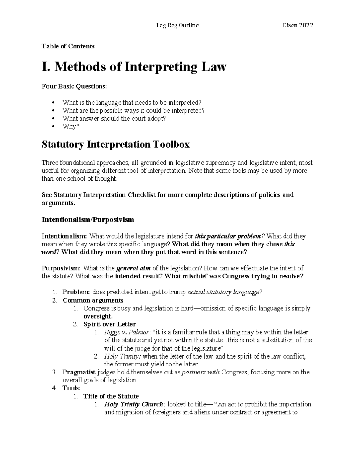 Legregmegaoutline - outline for final leg reg exam 1L - Table of ...