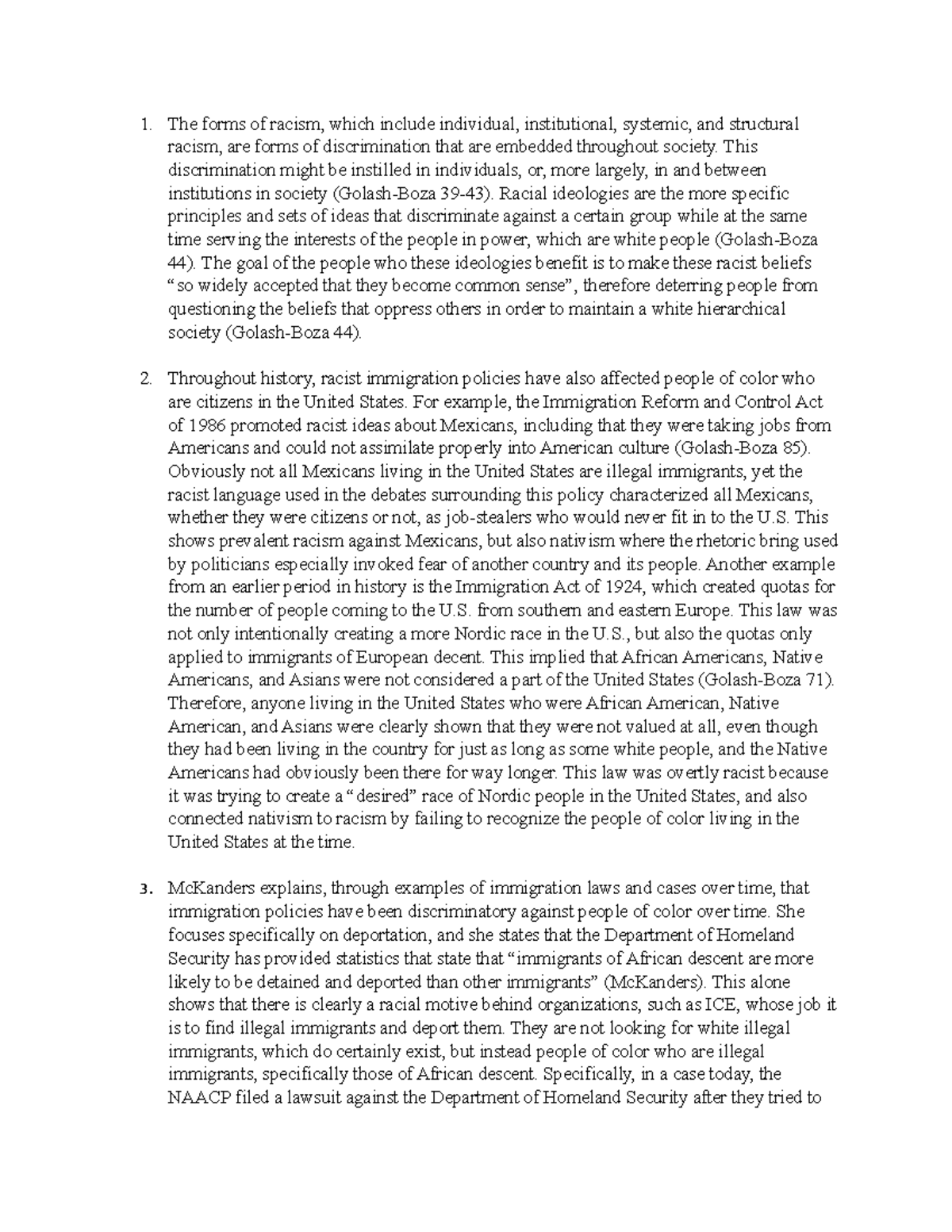 Sociology OF RACE AND Ethnicity QUIZ 2 - The forms of racism, which ...