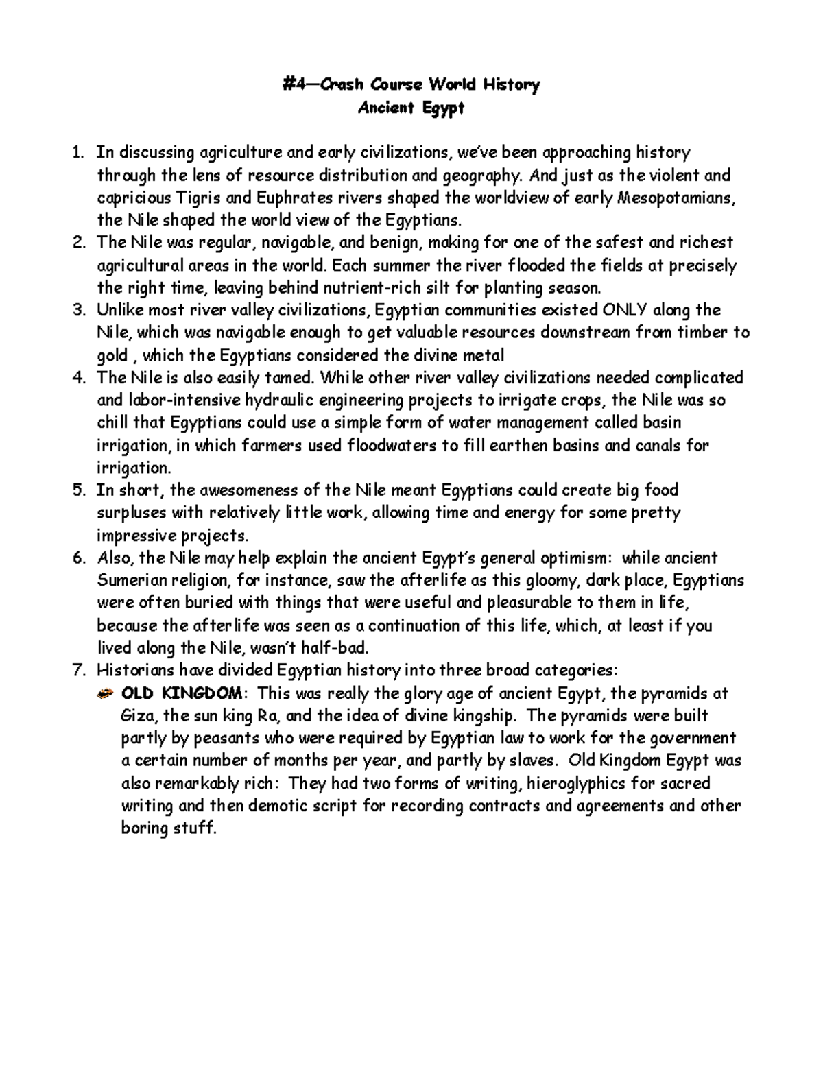 4 ancient egypt - #4—Crash Course World History Ancient Egypt In ...