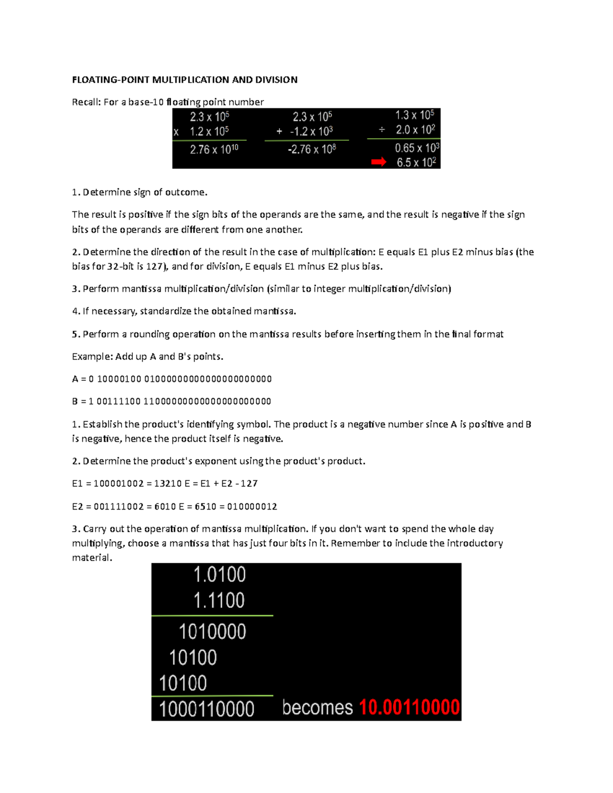 Floating- Point Multiplication AND Division - FLOATING-POINT ...