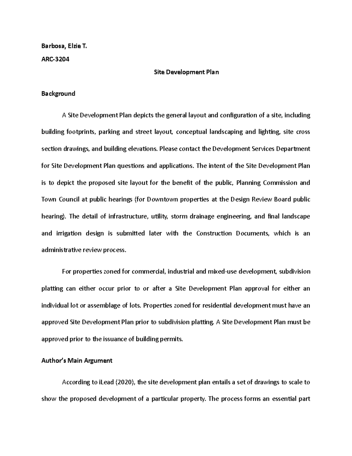 Site Development Plan - sdp - Barbosa, Elzie T. ARC- Site Development ...