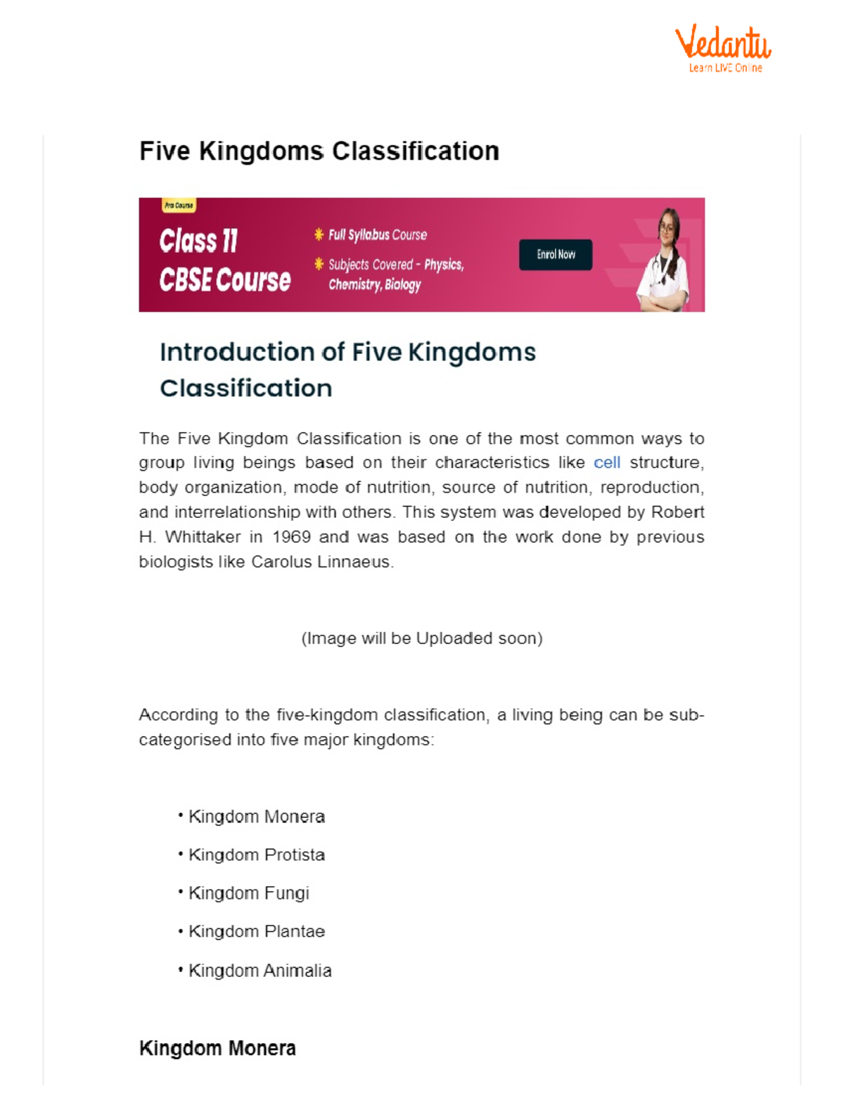 Five Kingdoms Classification - This system was developed Robert H ...