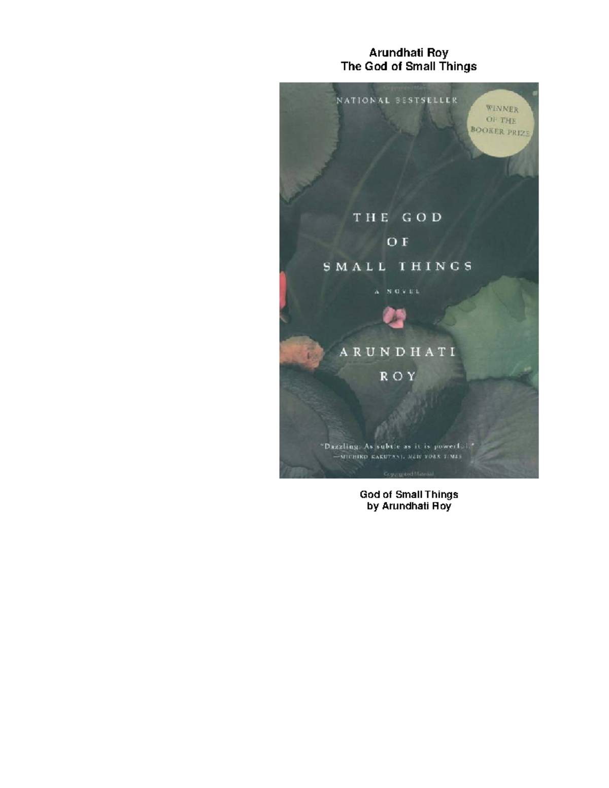 The God of Small Things (Arundhati Roy) (z-lib - Arundhati Roy The God ...