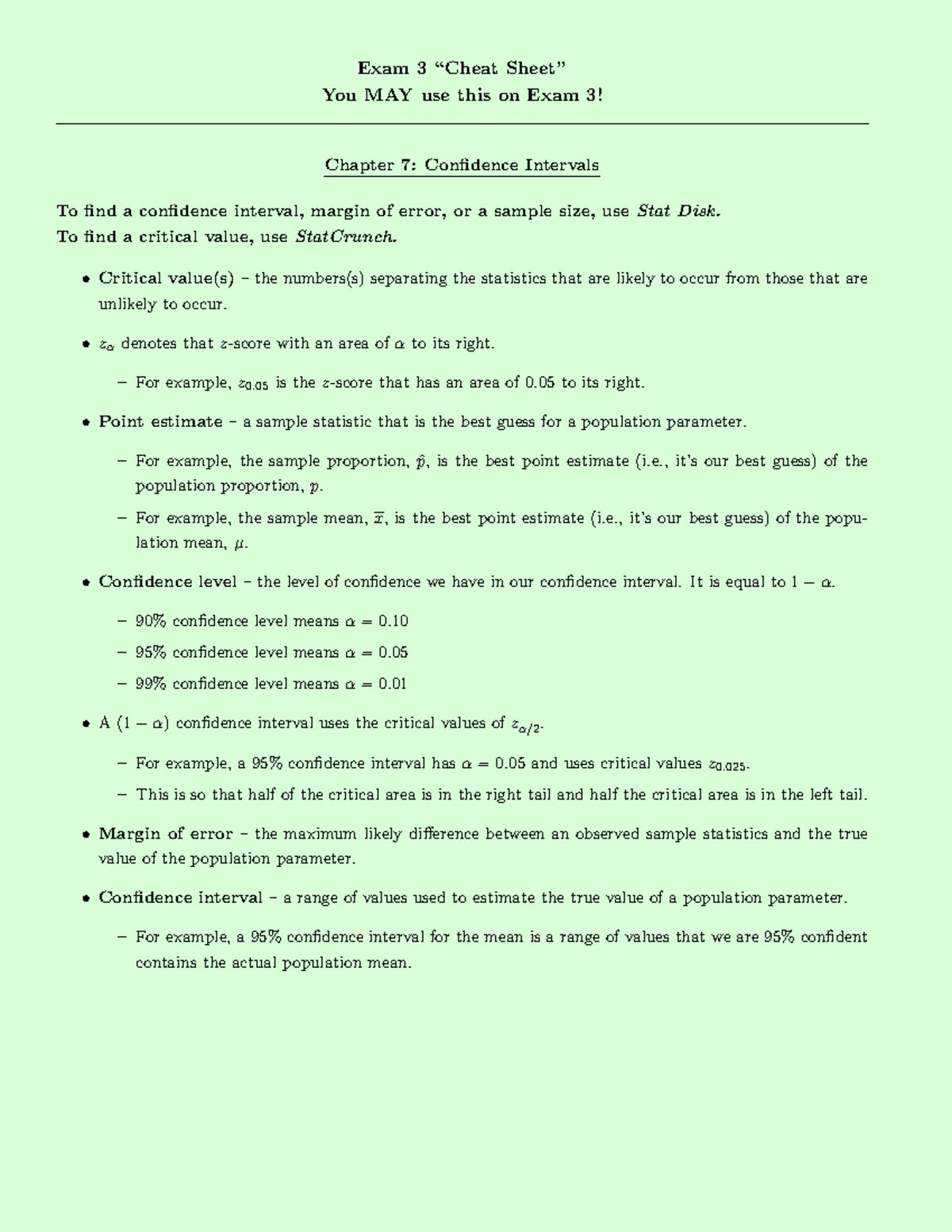 Exam3-Cheat Sheet - medical surgical nursing - Exam 3 “Cheat Sheet” You ...