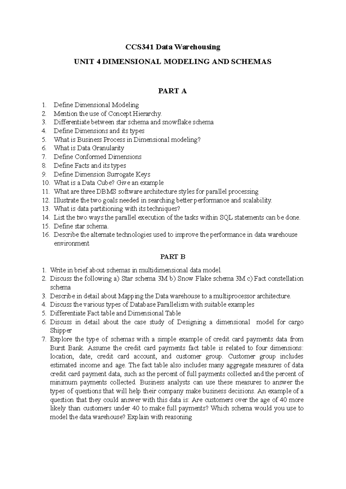 CCS341 DHW UNit 4 & Unit 5 QB - CCS341 Data Warehousing UNIT 4 ...