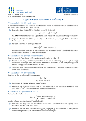 Numa zettel 2 - Algorithmische Mathematik - Studocu