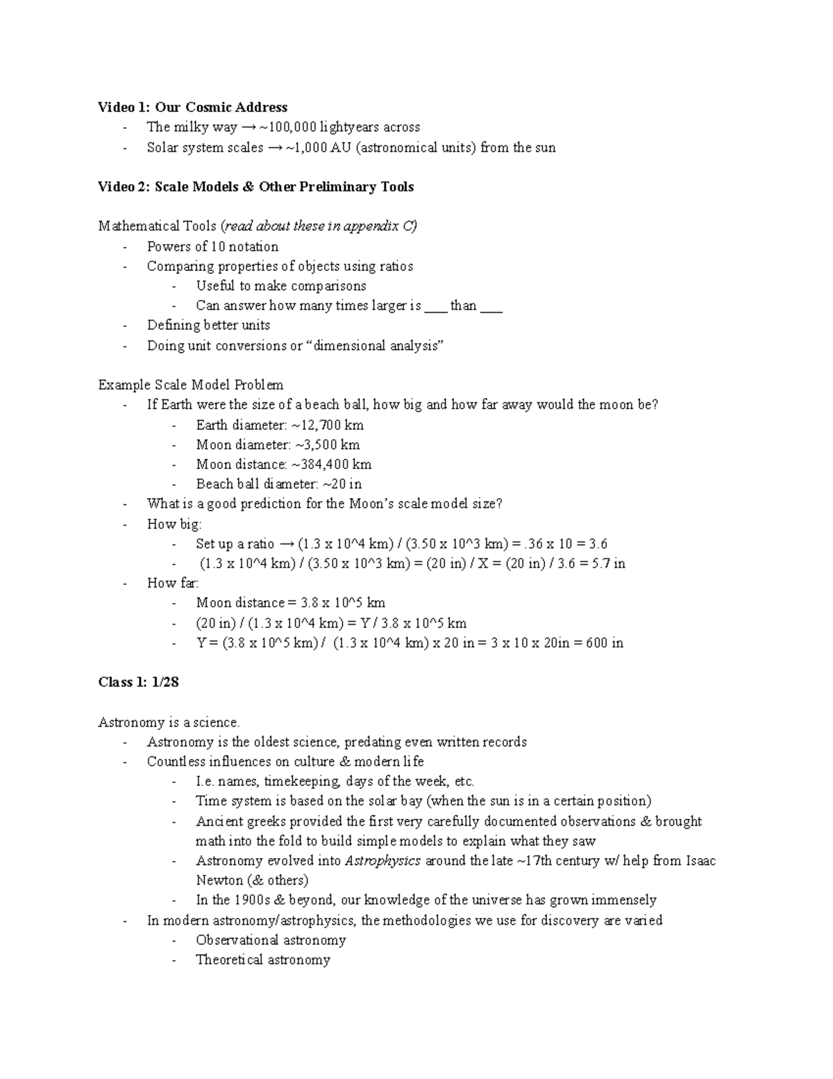Intro to astronomy class notes - Video 1: Our Cosmic Address - The ...