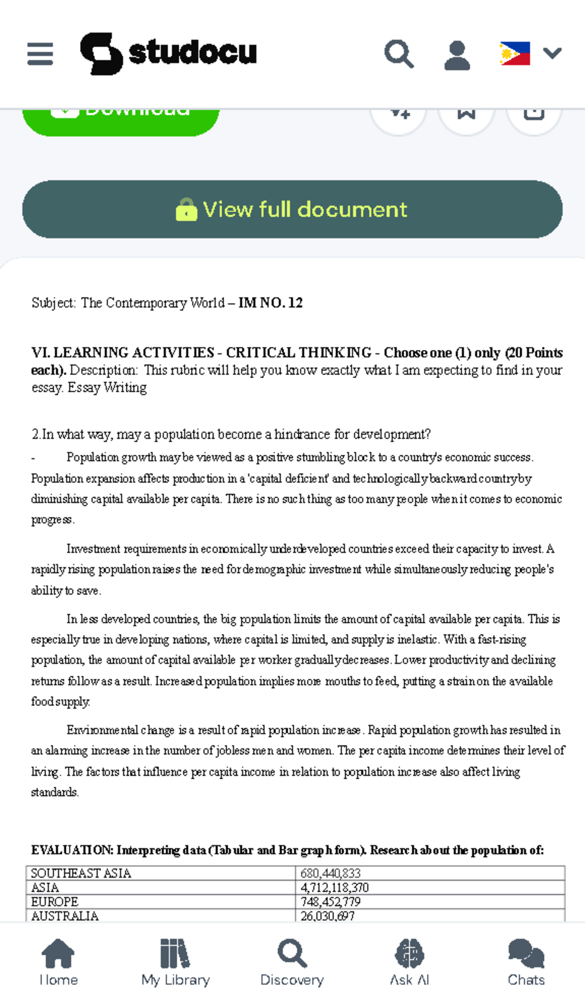 TCW- Module-12 - Answers - Subject The Contemporary World – IM NO. 12 ...