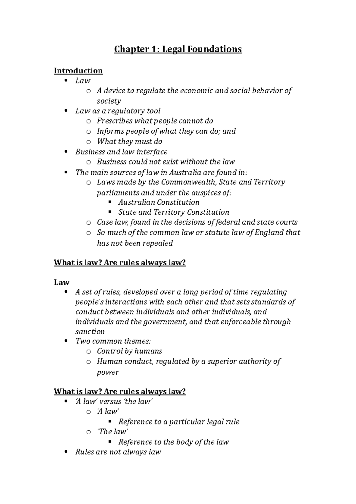 Summary Law in Commerce - Chapter 1 - Chapter 1: Legal Foundations ...