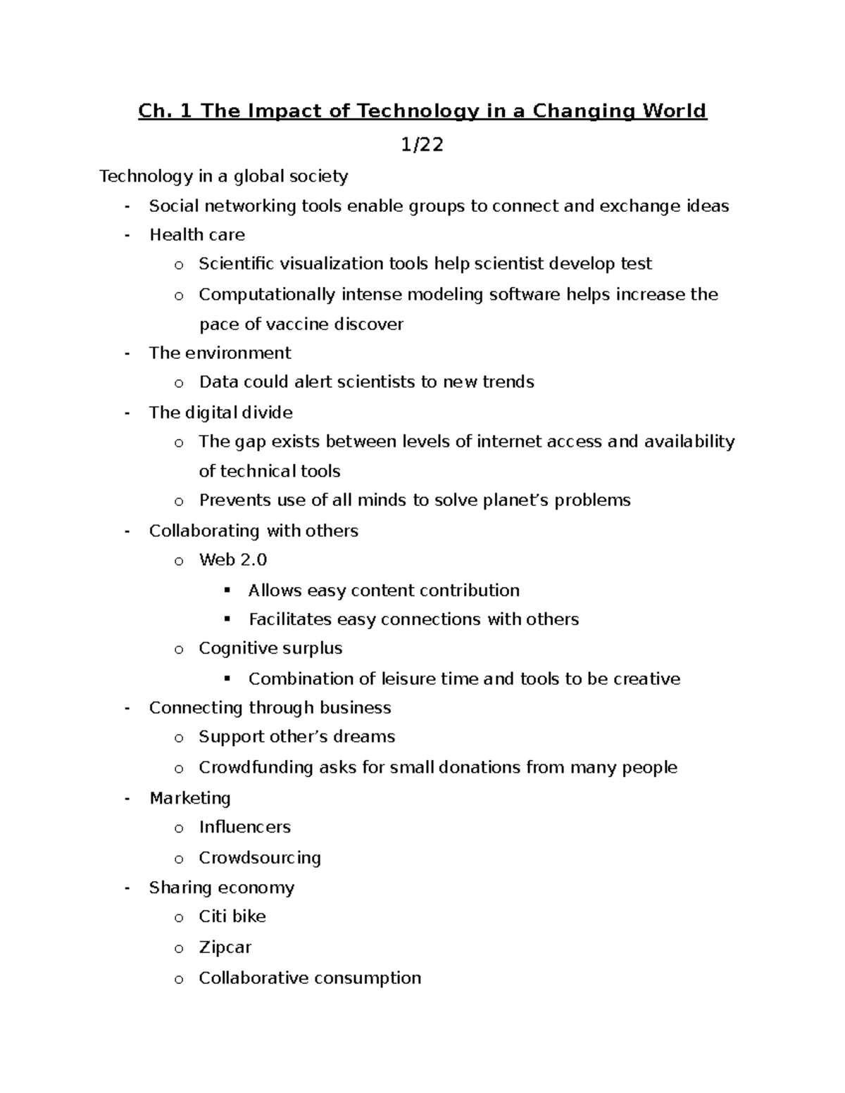 Ch.1 The Impact of Technology in a Changing World - Ch. 1 The Impact of ...