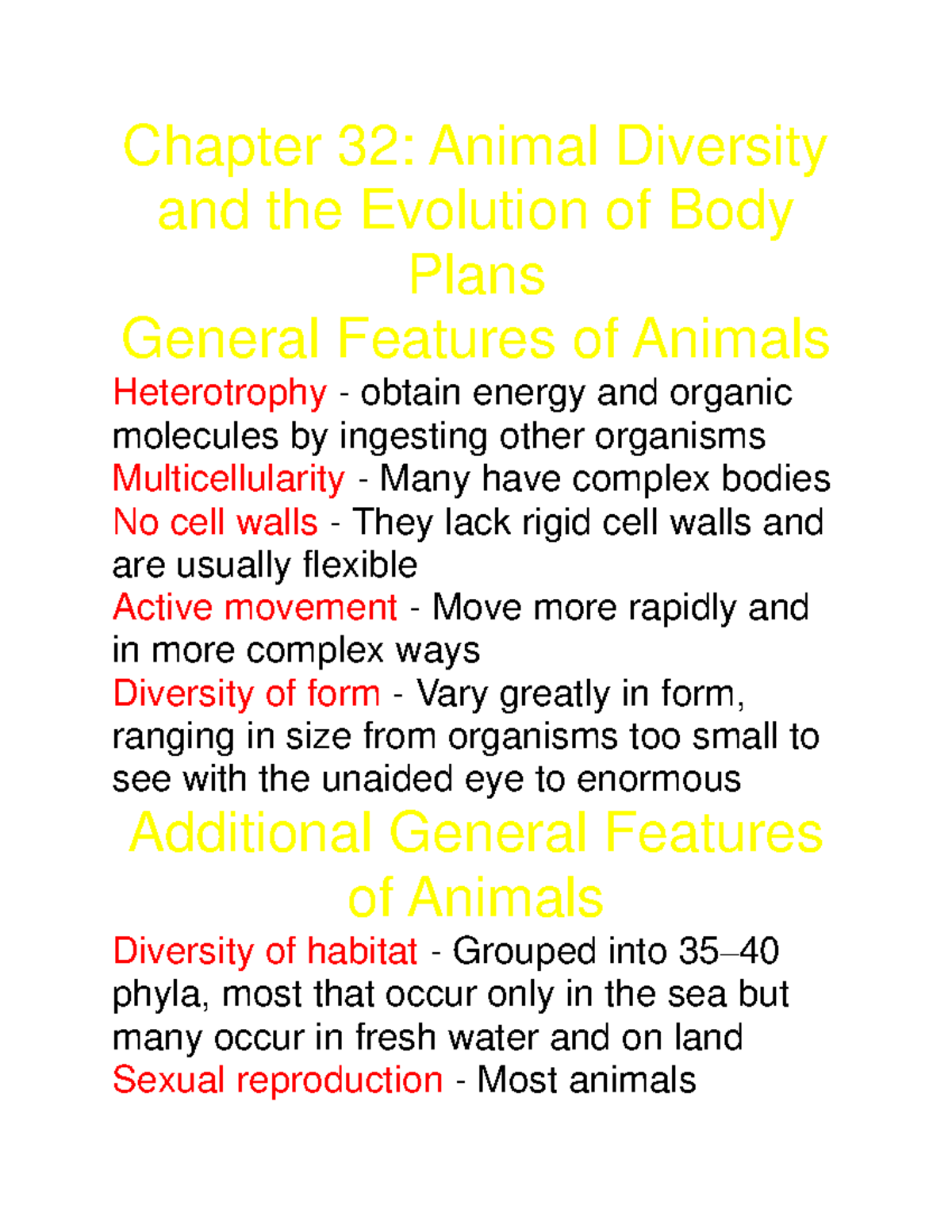 Chapter 32-Early Animal Diversity - Chapter 32: Animal Diversity and ...