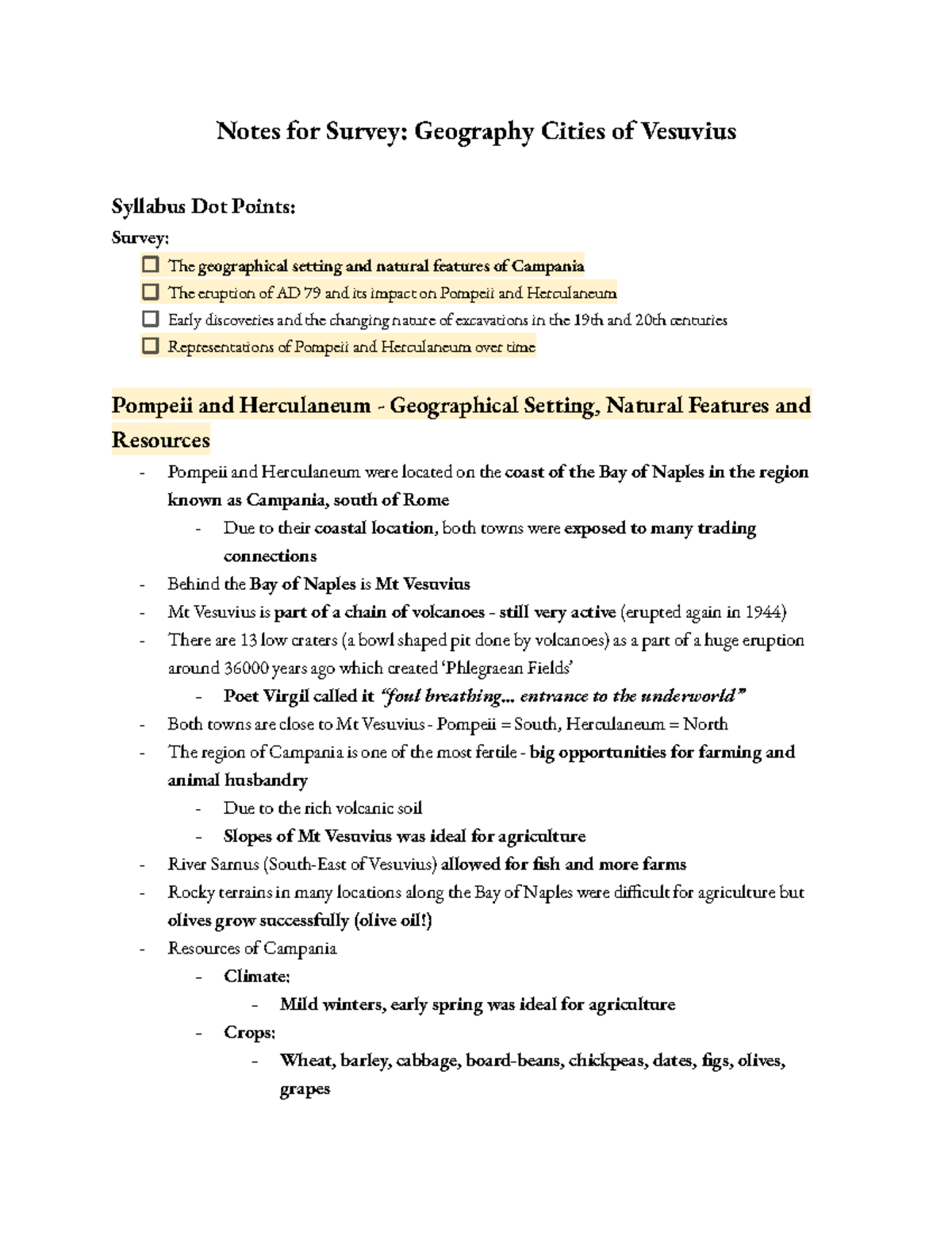Notes for Survery Geography - Cities of Vesuvius - Notes for Survey ...