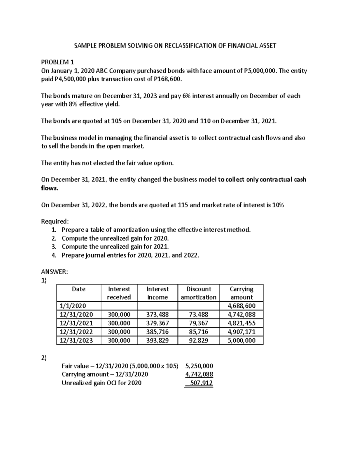 ACCA104 Reclassification of Financial Asset Sample Problem Solving ...