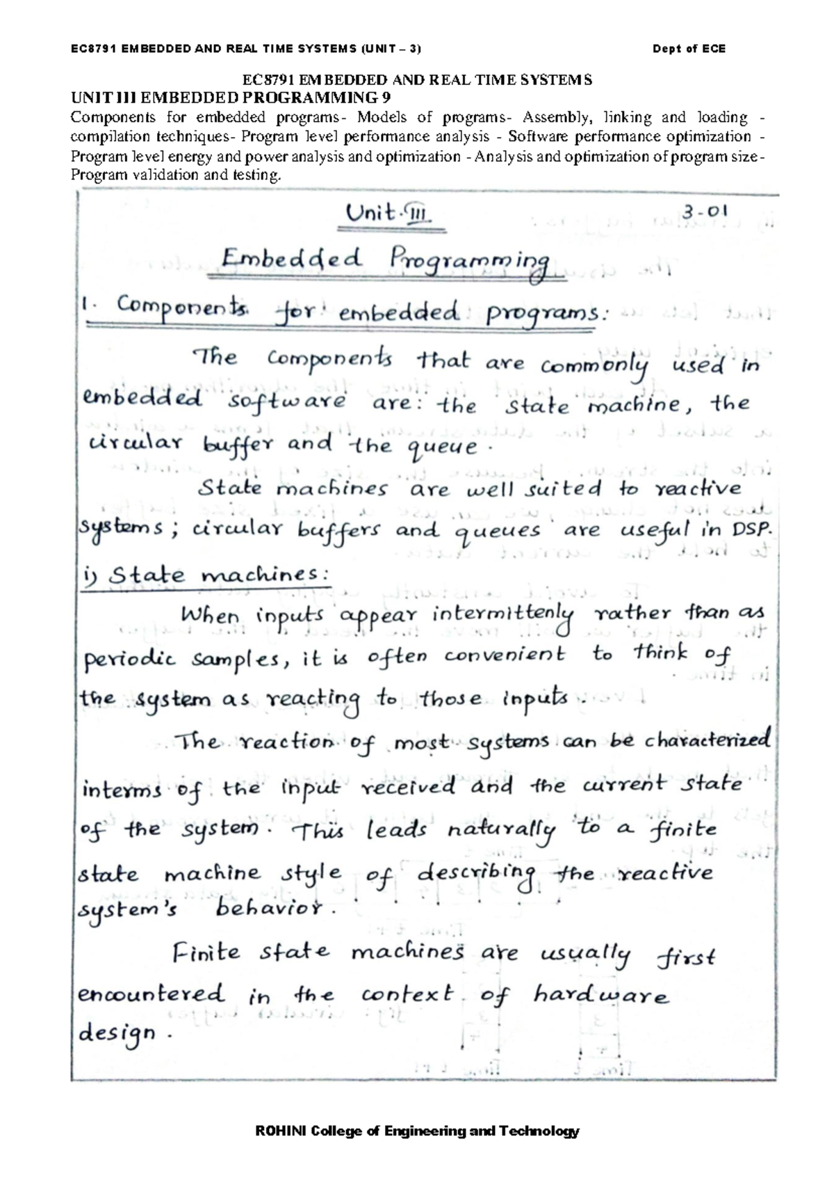 UNIT III Embedded Programming - Real time operating system - EC8791 EMBEDDED AND REAL TIME ...