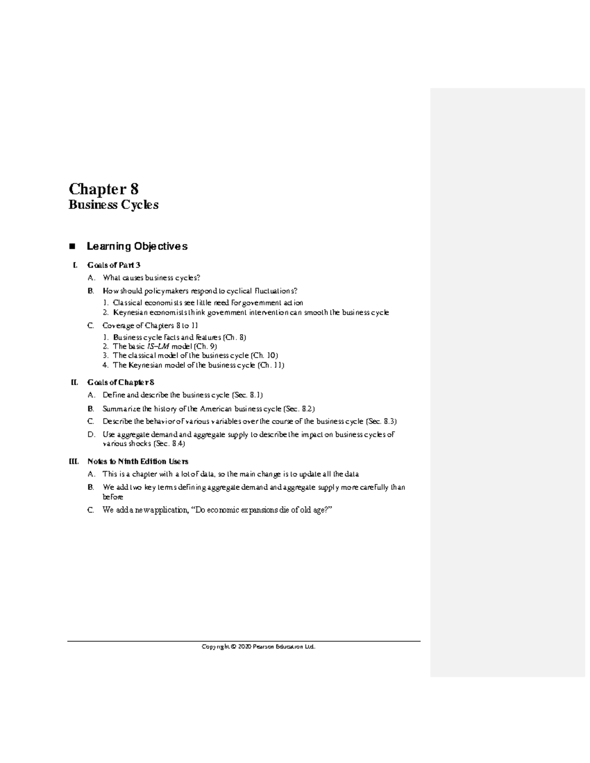ABC10E IM CH08 - CH08 answer - Chapter 8 Business Cycles Learning Objectives I. Goals of Part 3 ...