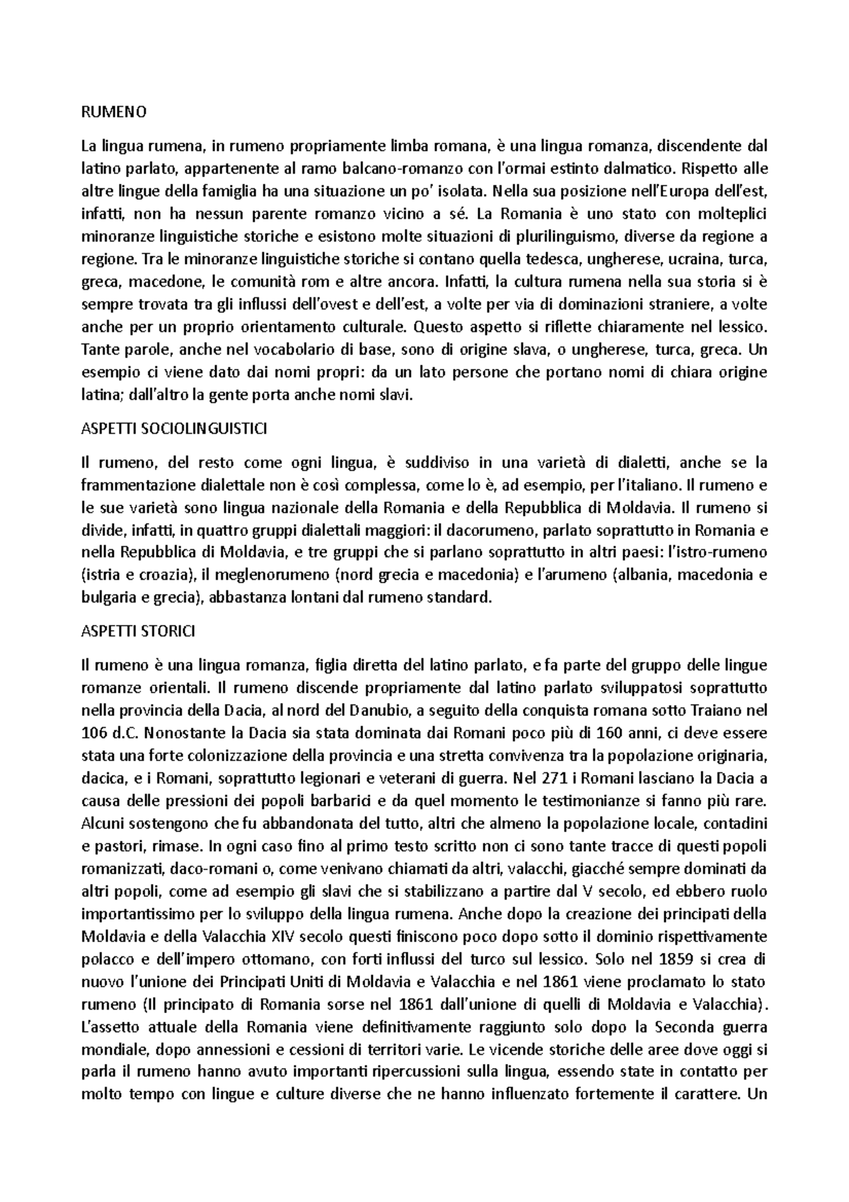 Rumeno - RUMENO La lingua rumena, in rumeno propriamente limba romana ...