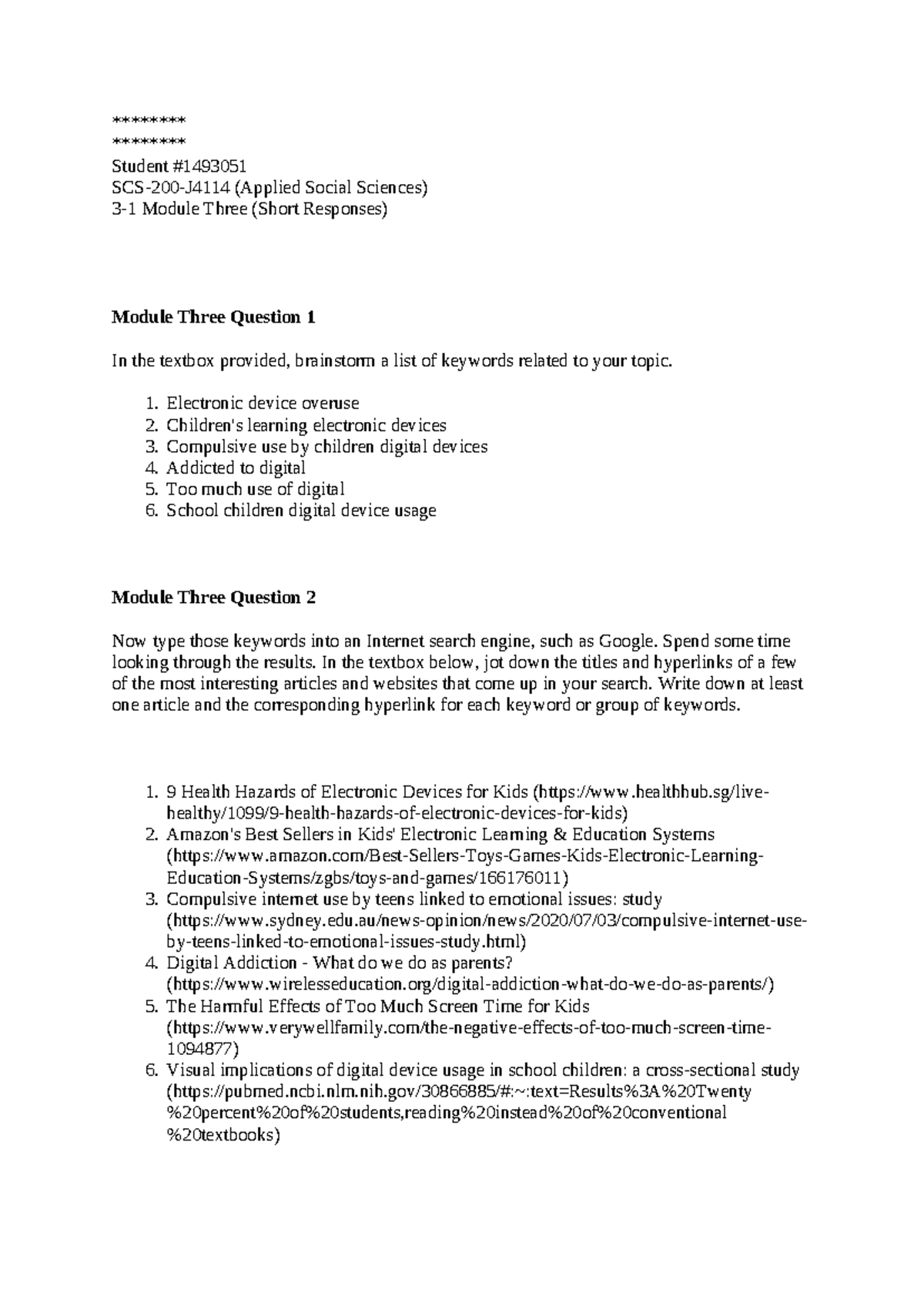SCS-200 Applied Social Sciences 3-1 Short Answers ...