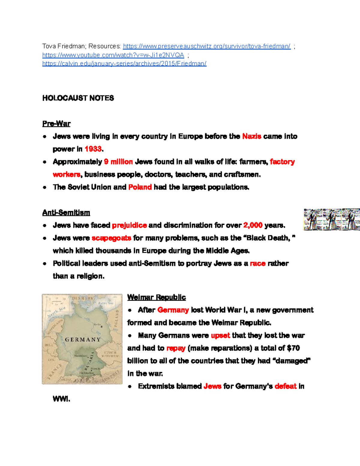 Holocaust resources + notes - Tova Friedman; Resources ...