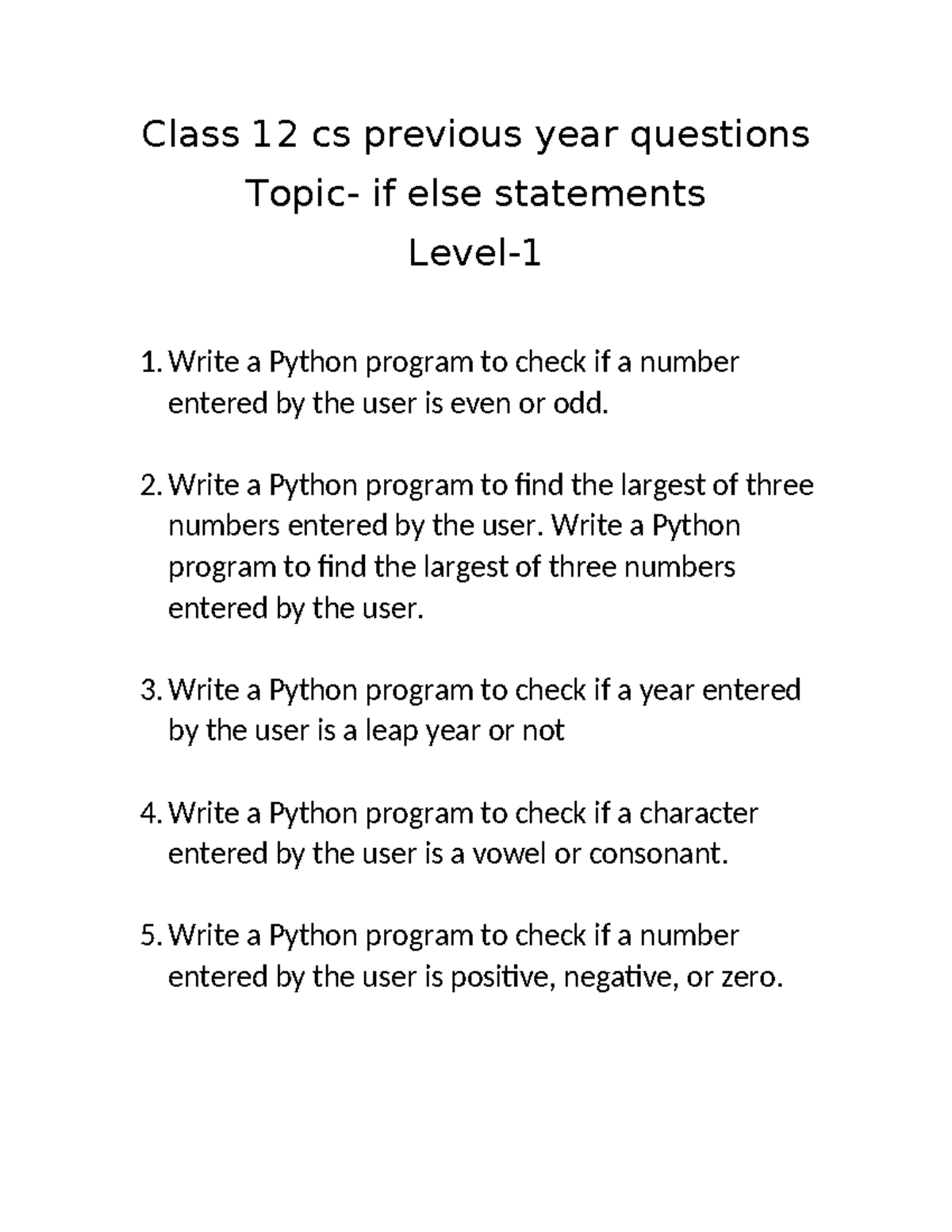 Class 12 cs pyq- if else - previous year questions - Class 12 cs ...