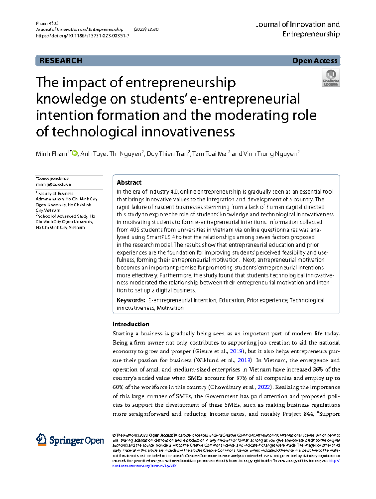 S13731 023 00351 7 - research rrl - The impact of entrepreneurship ...