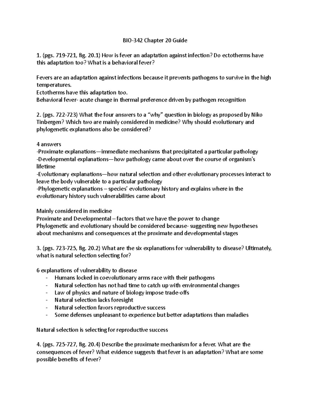 BIO-342 CH20 Guide - Chapter Review - BIO-342 Chapter 20 Guide (pgs ...